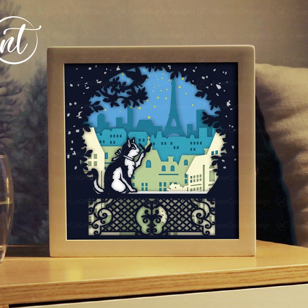 Cat Shadow Box Svg - Etsy Australia