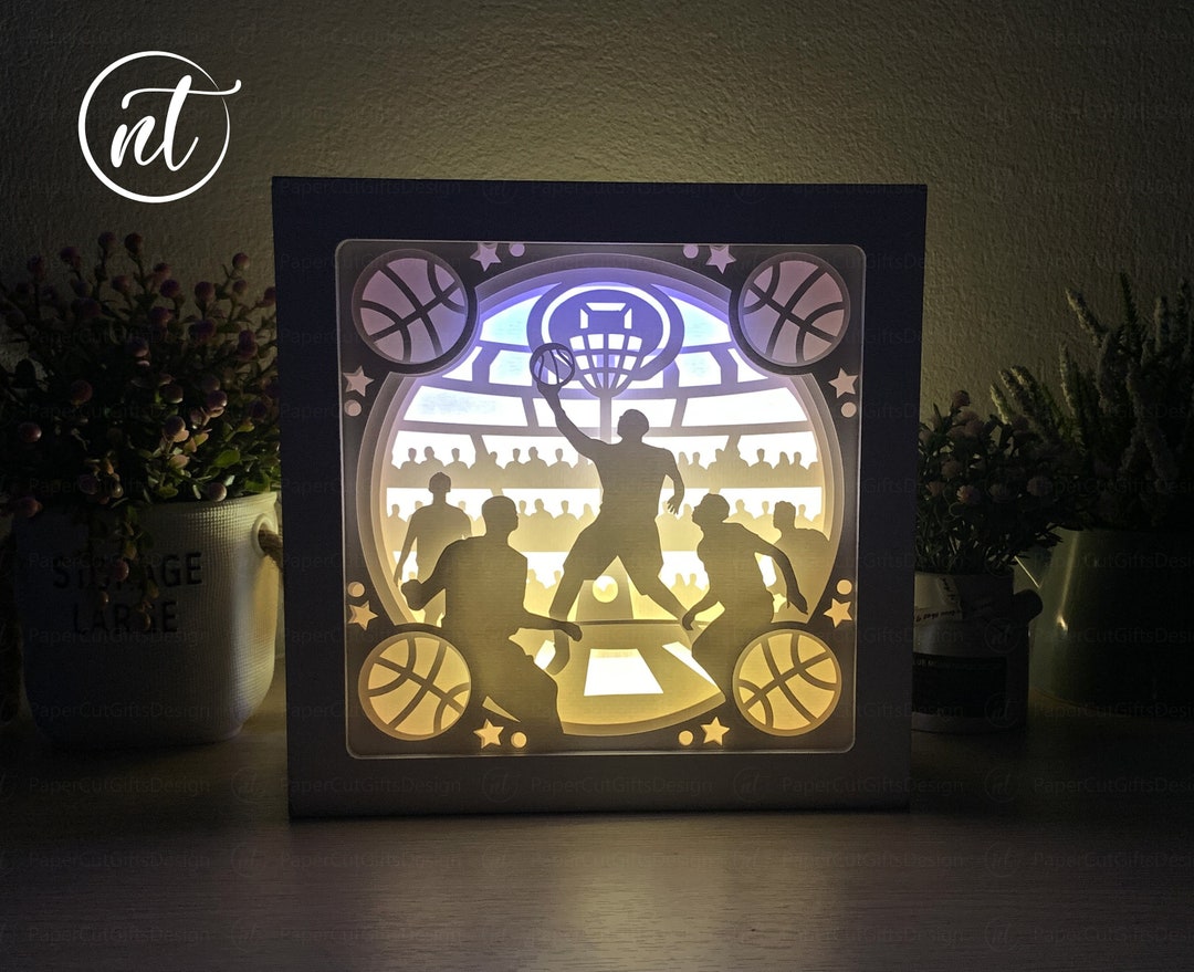 Basketball Shadow Box,sports Lightbox SVG, Paper Cut Shadow Box ...