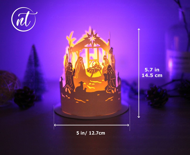 Paper Lantern Nativity of Jesus - Paper Cut Lamp for Christmas ...