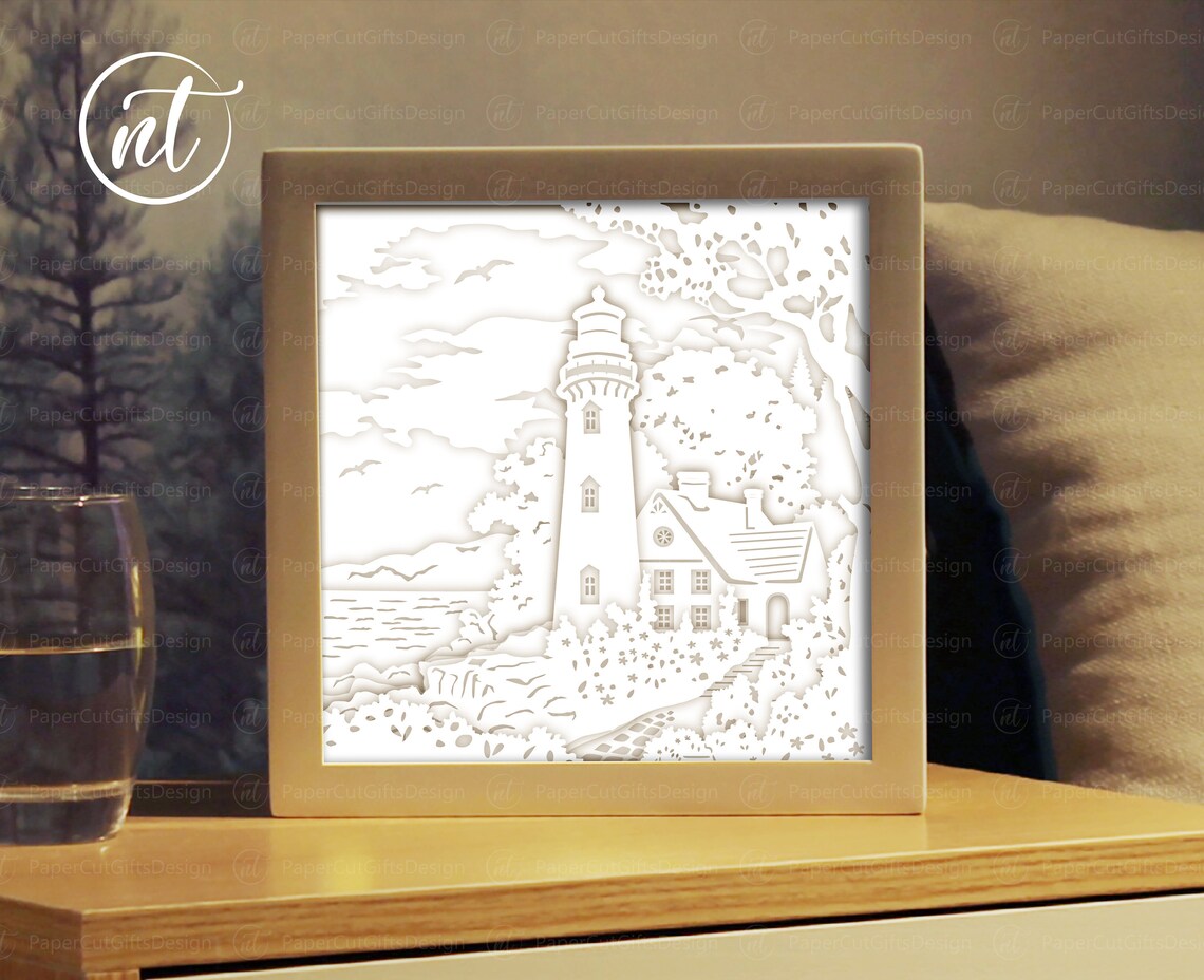 Lighthouse Lightbox Template Paper Cut Shadow Box Template - Etsy