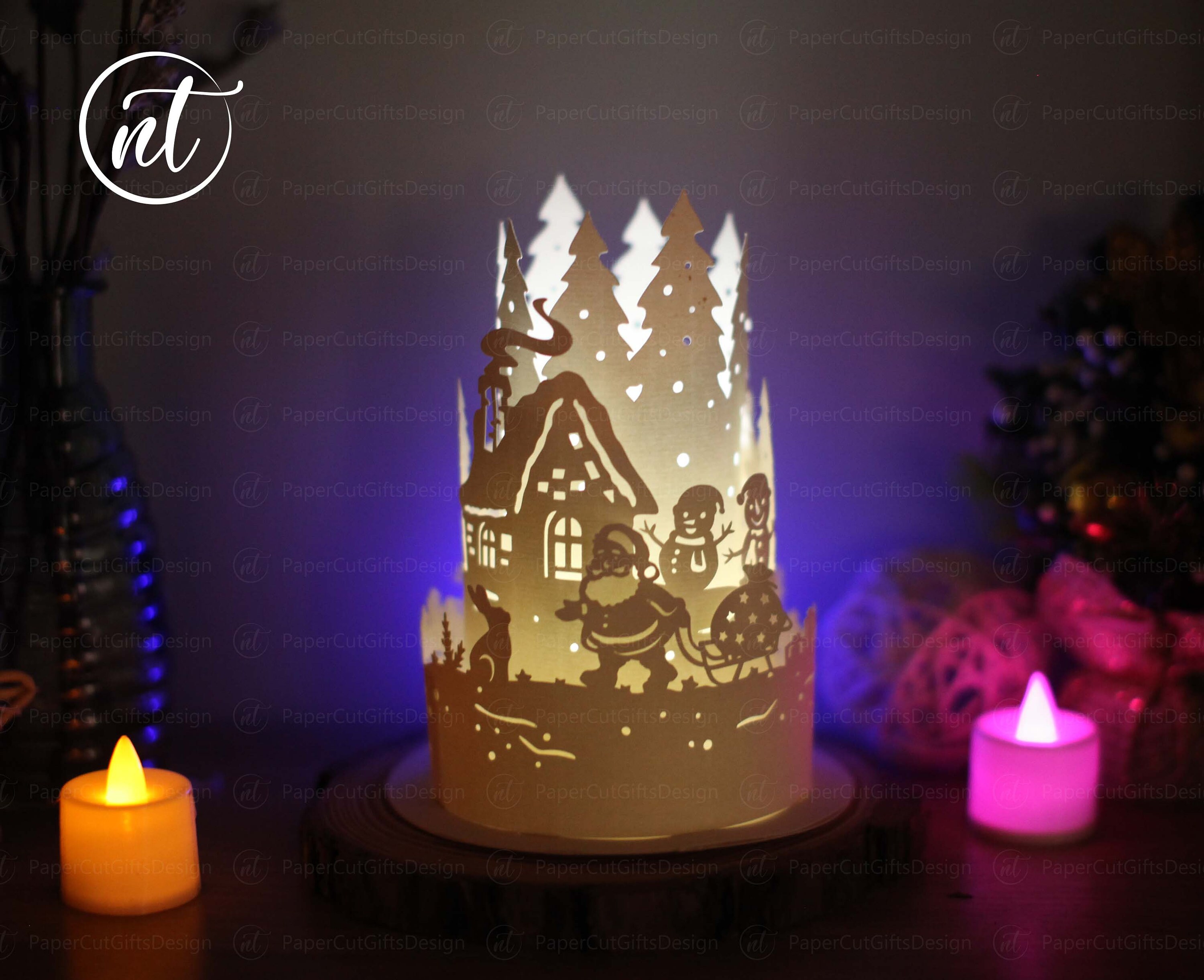 Paper Lanterns Santa Claus and Snowman Christmas Paper - Etsy