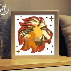 Löwe Lightbox Vorlage, Scherenschnitt Schattenbox Vorlage, Schattenbox ...