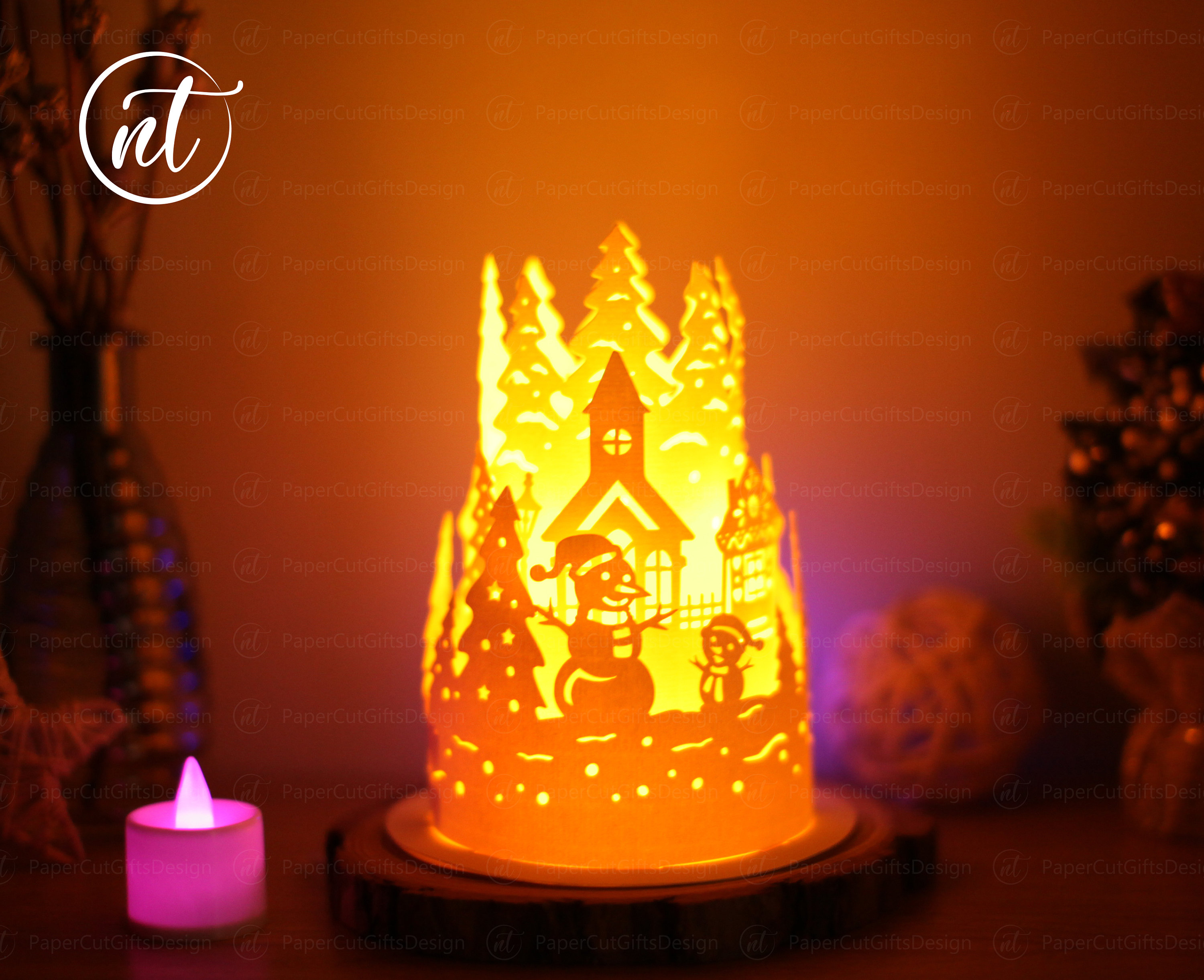 Paper Lanterns Christmas With Snowmans Merry Christmas Paper - Etsy