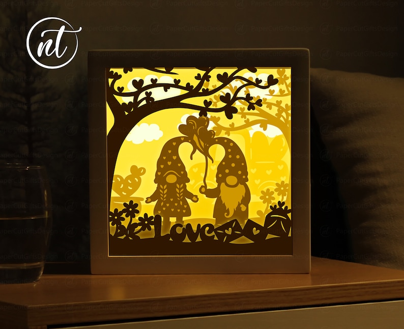 Gnome Valentine Shadowbox Template Easter Bunny Lightbox SVG - Etsy