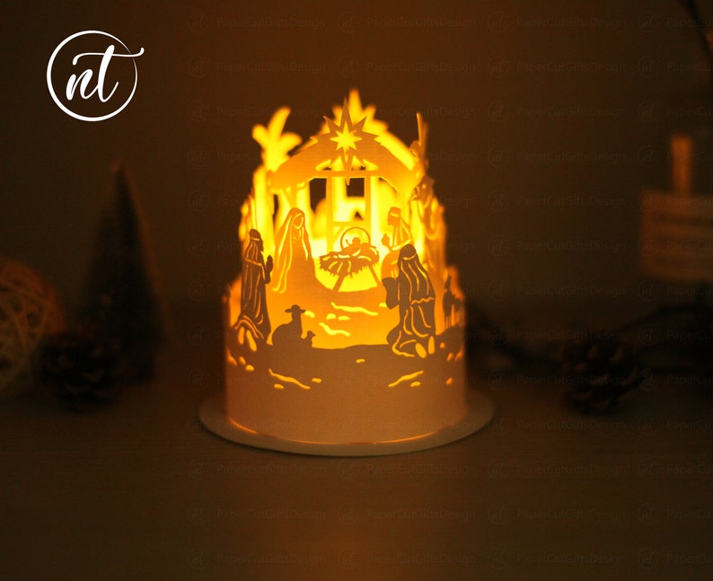 Paper Lantern Nativity of Jesus - Paper Cut Lamp for Christmas ...