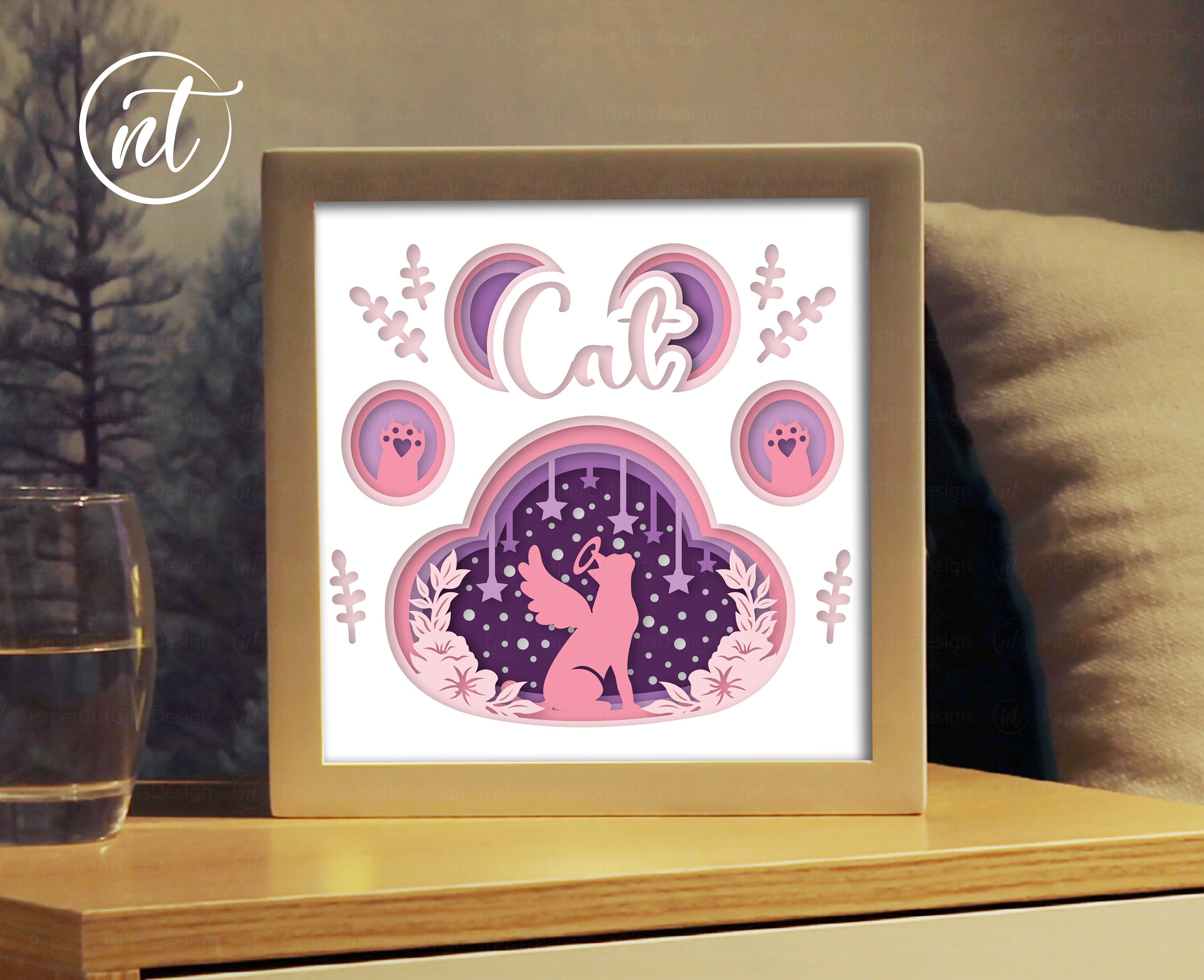 3D Cat Memorial Shadow Box Template: Rainbow Bridge SVG, Cricut ...
