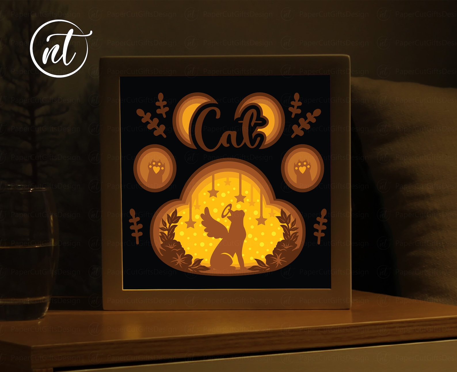 3D Cat Memorial Shadow Box Template: Rainbow Bridge SVG, Cricut ...