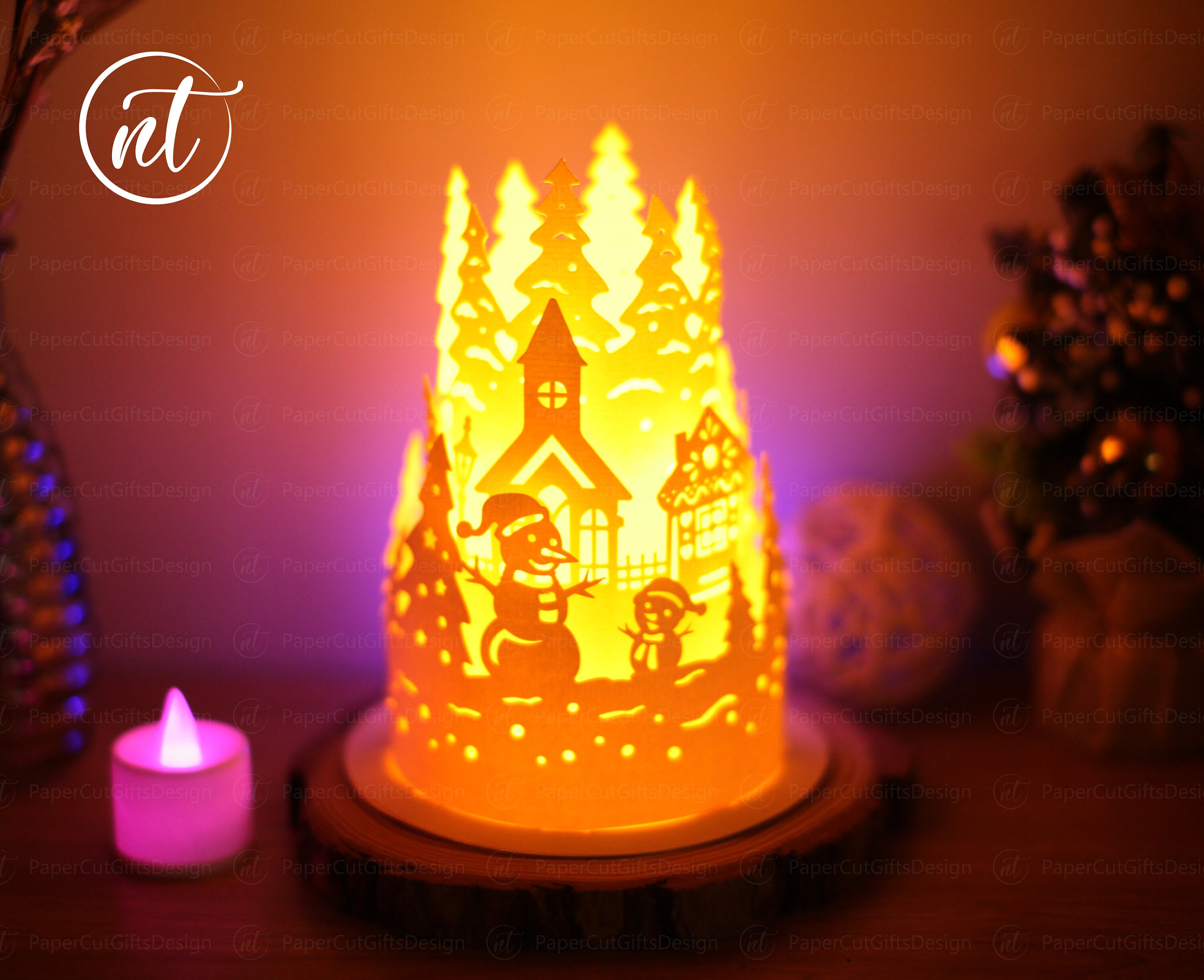 Paper Lanterns Christmas With Snowmans Merry Christmas Paper - Etsy