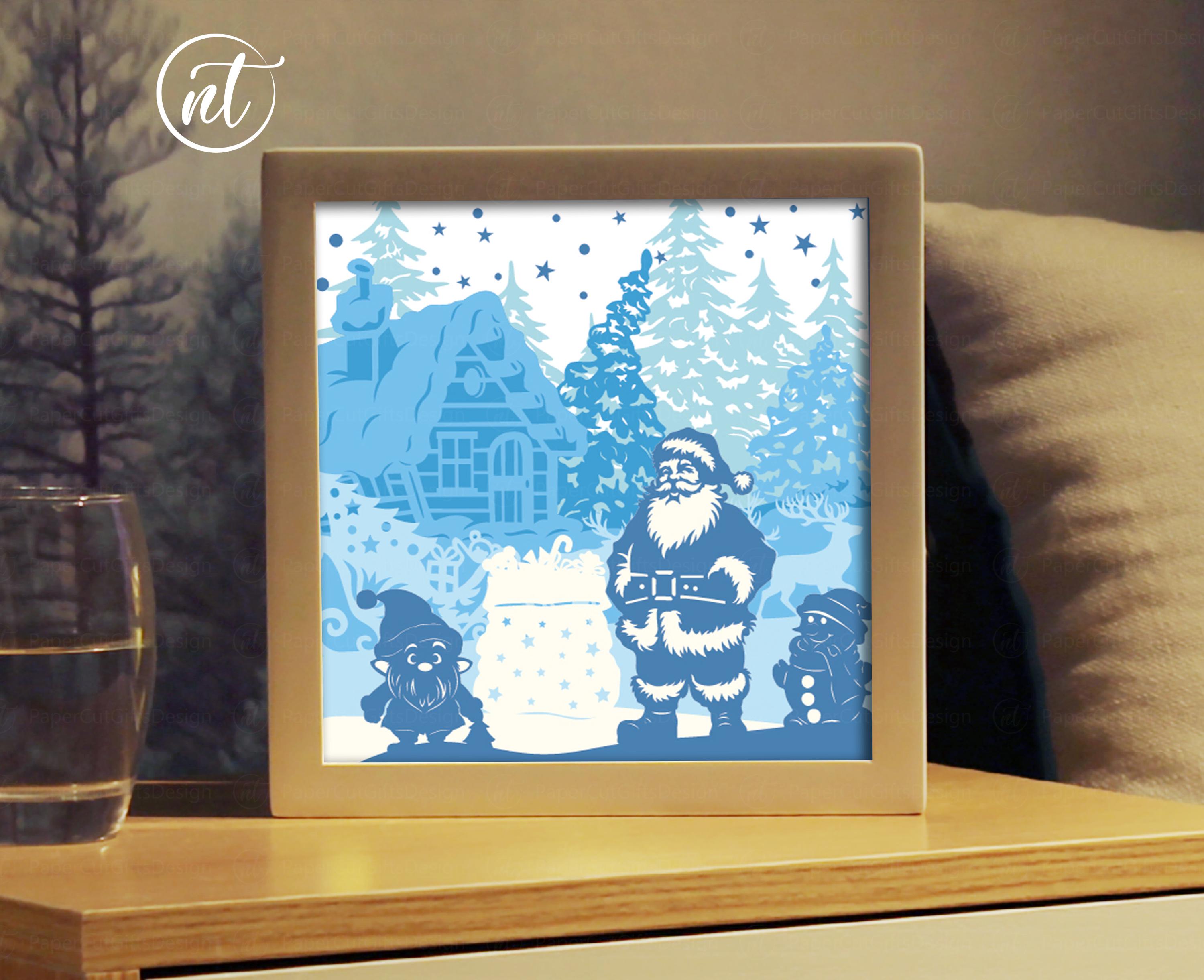 Santa Christmas Shadow Box Template, SVG Papercut (digital Download) - Etsy
