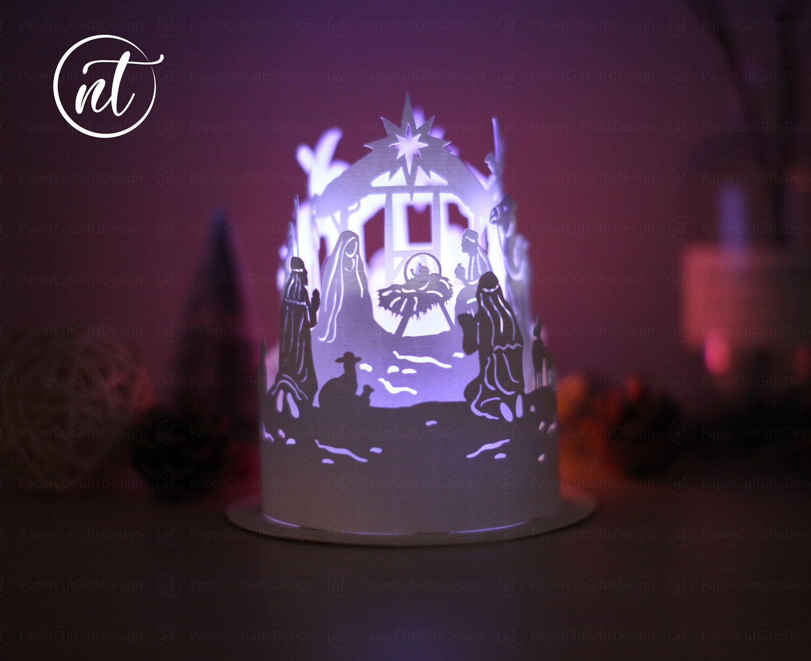 Paper Lantern Nativity of Jesus - Paper Cut Lamp for Christmas ...
