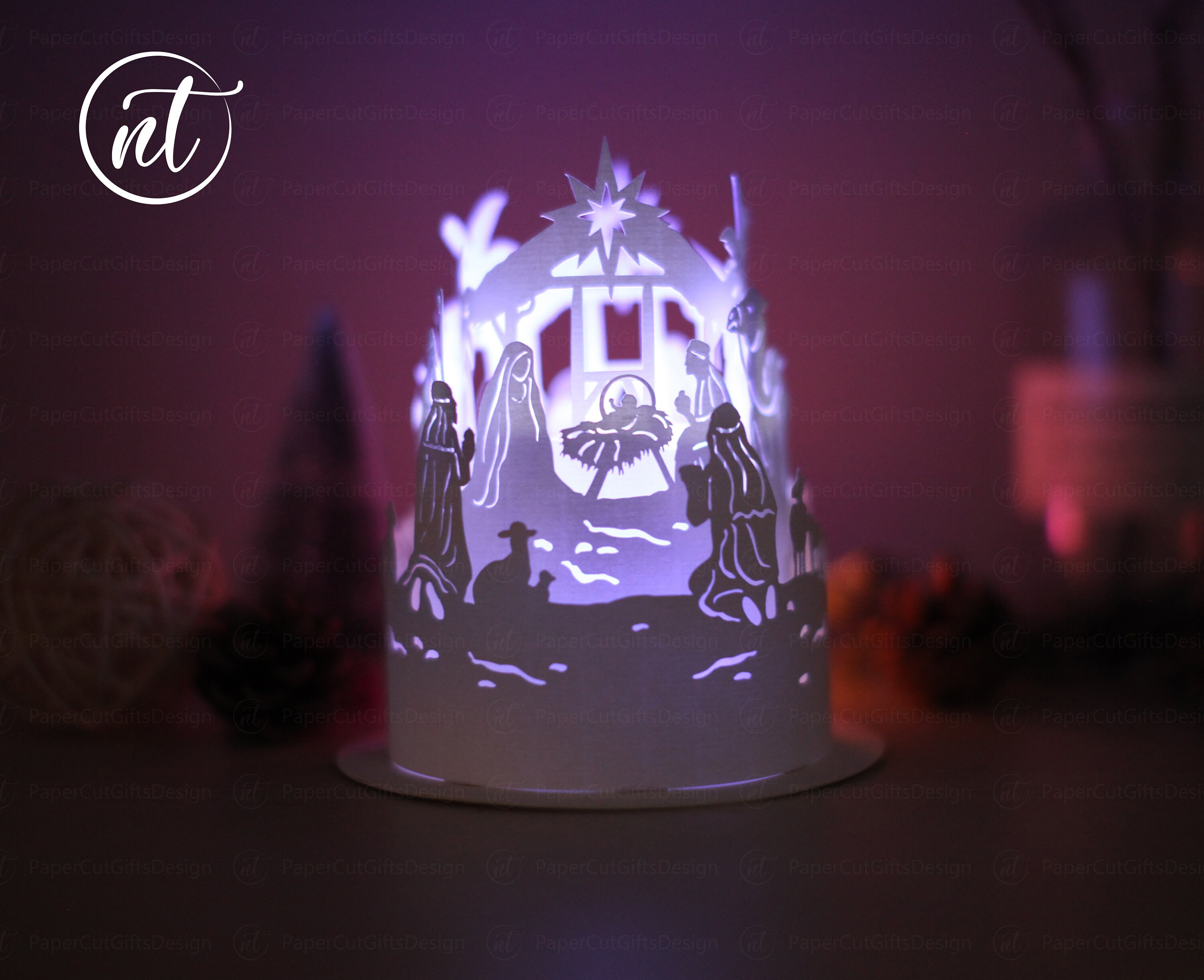 Paper Lantern Nativity of Jesus - Paper Cut Lamp for Christmas ...