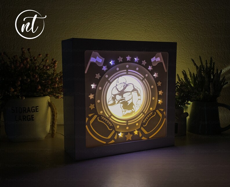 Football Player Lightbox Template: Sports Shadow Box SVG (digital File ...