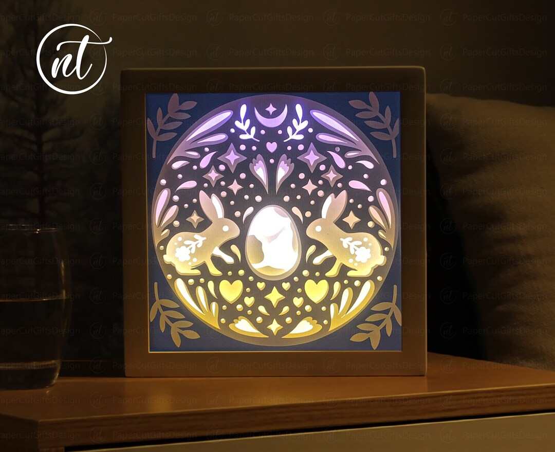 Easter Mandala Shadow Box, Easter Bunny Lightbox SVG, Paper Cut Shadow ...