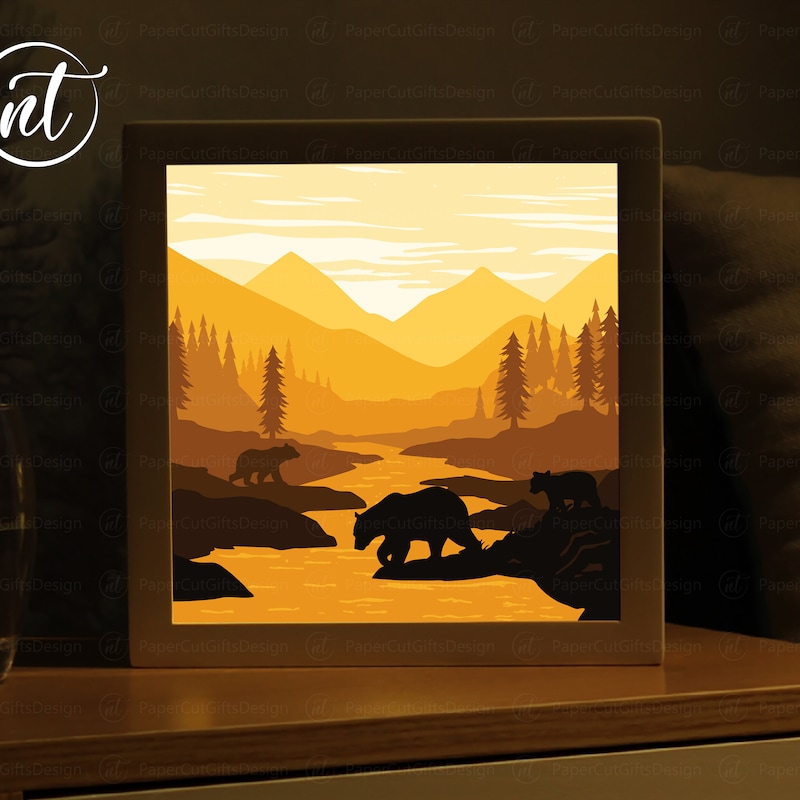 Bear Light Box Svg - Etsy