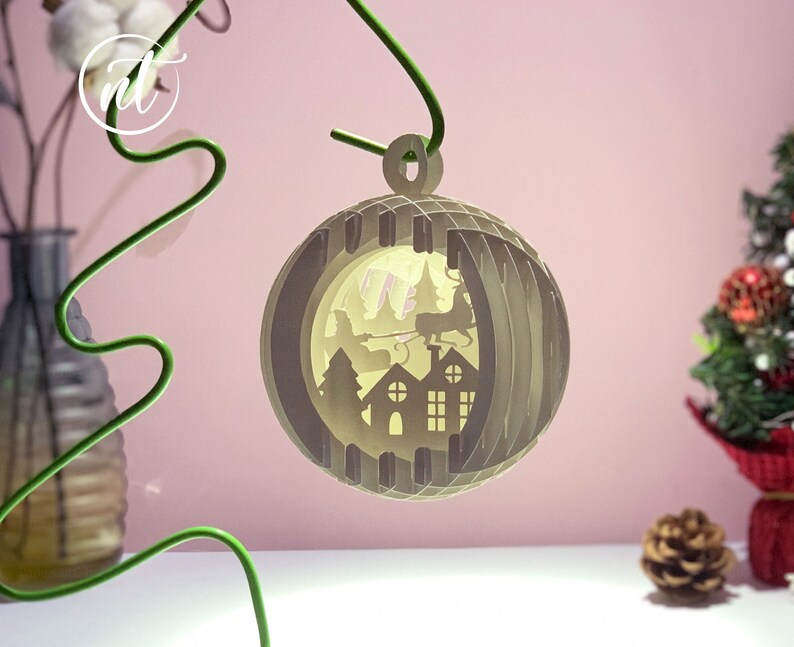Santa's Reindeer Sphere 3D Paper Cut Template - Christmas Pop-up ...