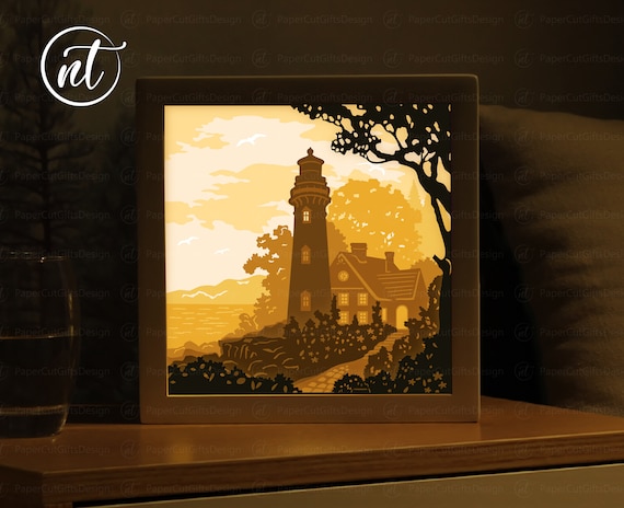 Lighthouse Lightbox Template Paper Cut Shadow Box Template - Etsy