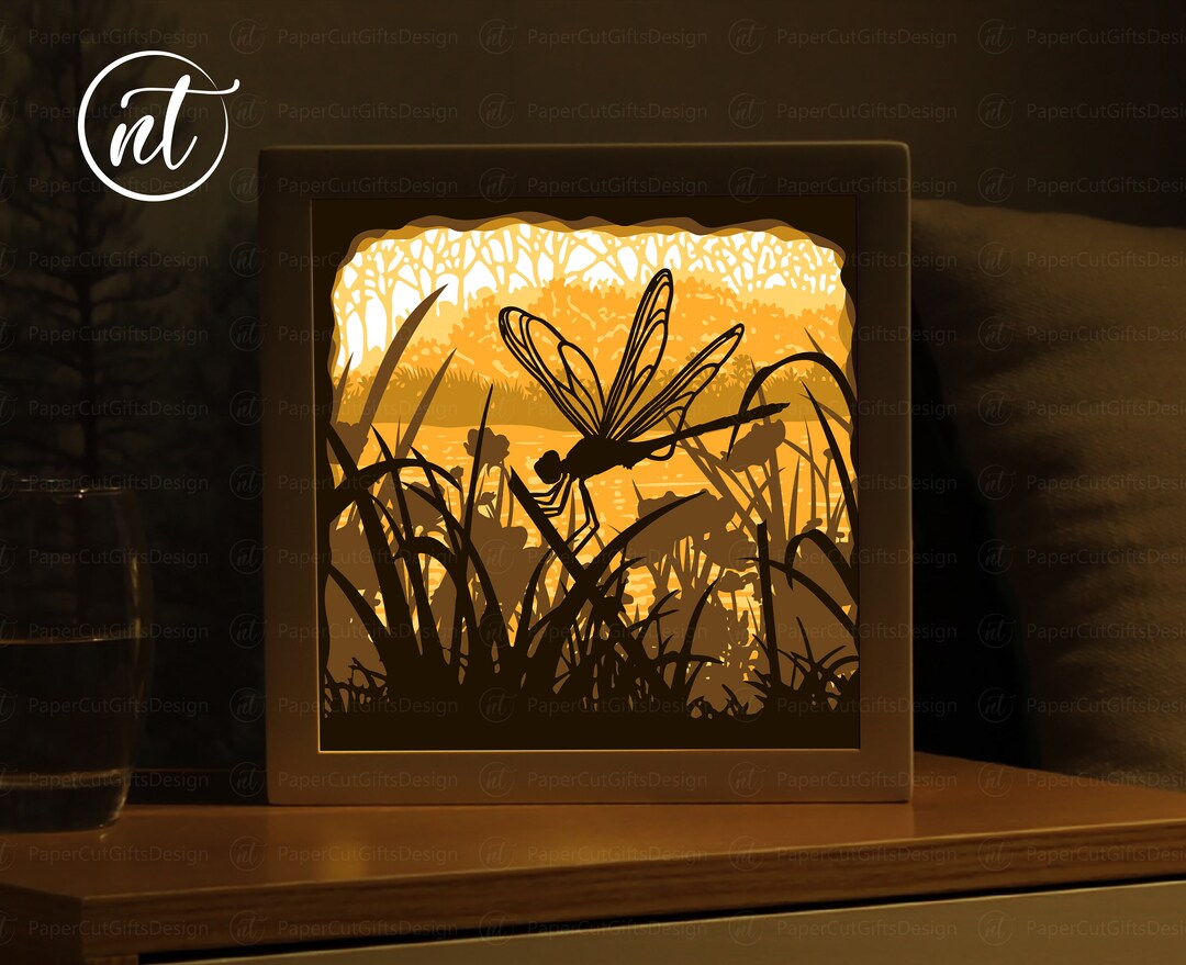 Dragonfly Lightbox Template: Paper Cut Shadow Box SVG (digital File) - Etsy