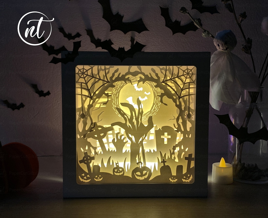 Halloween Zombies Lightbox SVG Template: Paper Cut Shadow Box (digital ...
