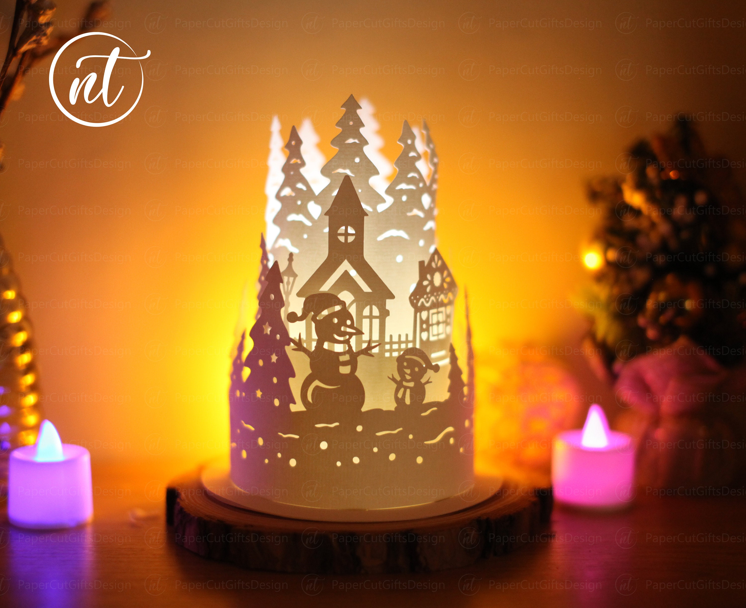 Paper Lanterns Christmas With Snowmans Merry Christmas Paper - Etsy