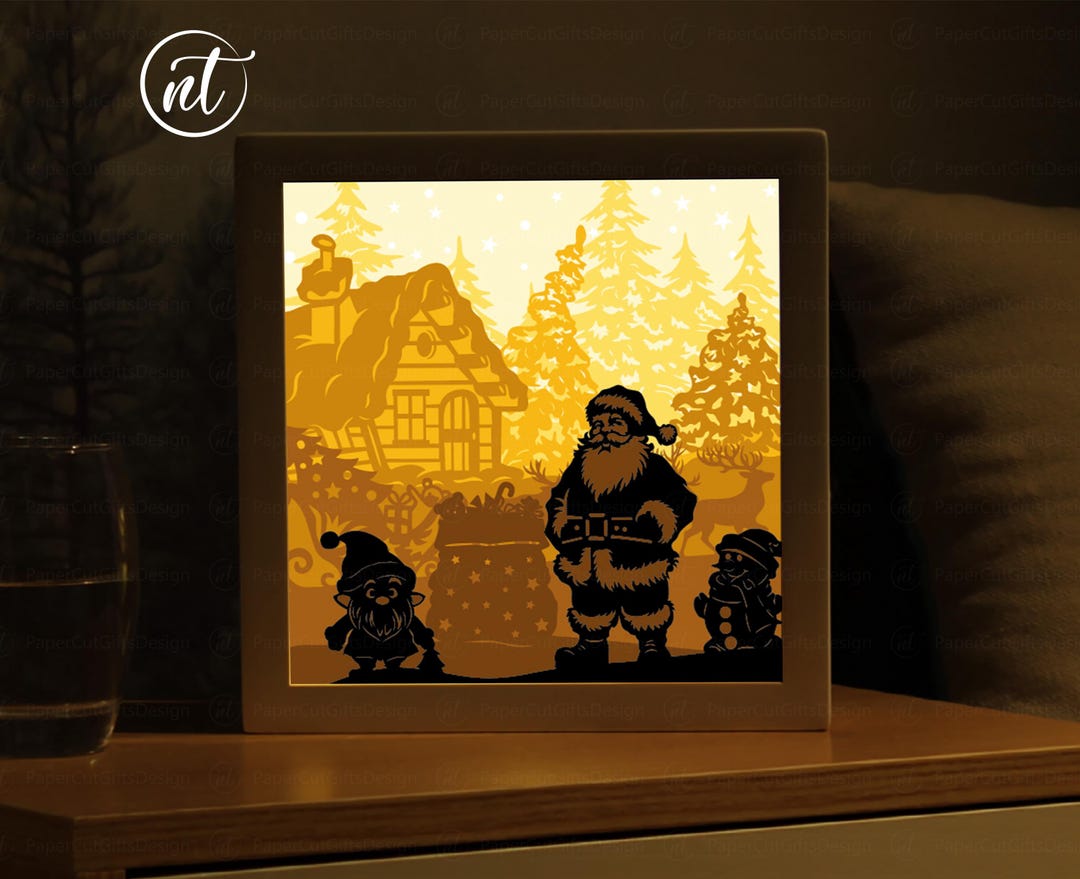 Santa Christmas Shadow Box Template, SVG Papercut (digital Download) - Etsy