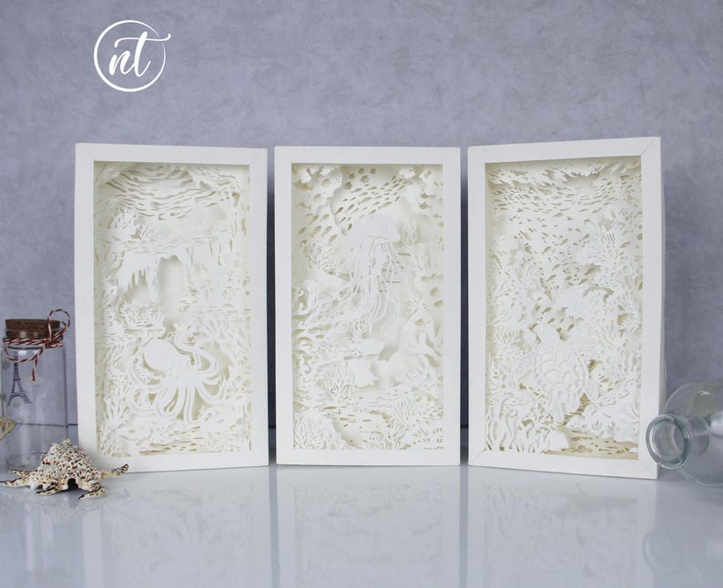 Combo the Undersea World Shadowbox, Paper Cutting Templates, DIY Gift ...