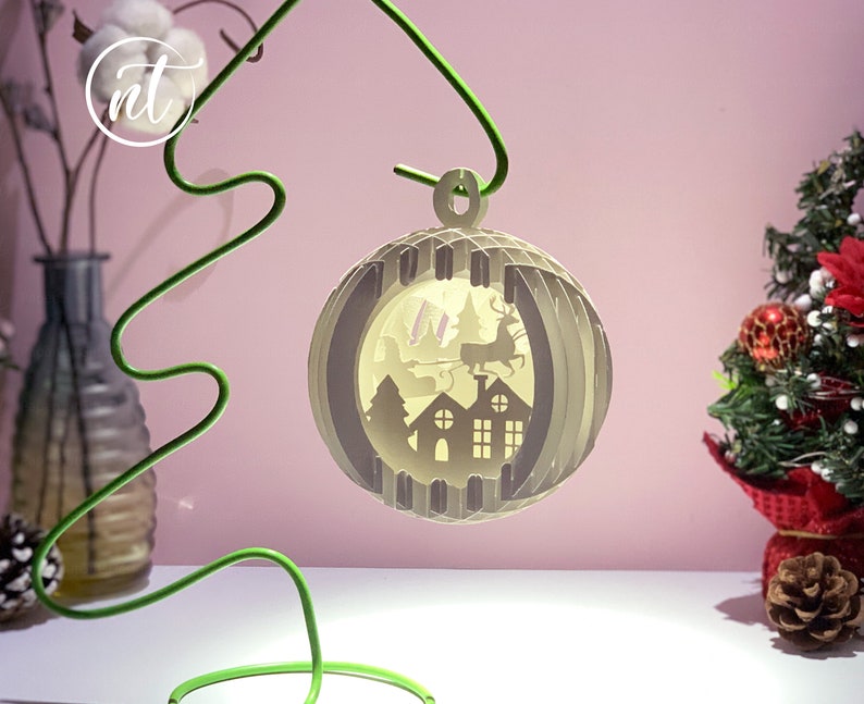 Santa's Reindeer Sphere 3D Paper Cut Template - Christmas Pop-up ...