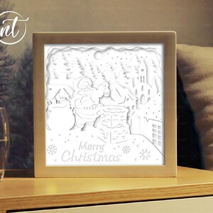 Santa Claus 3D Shadow Box: Christmas Papercut Template (SVG, PDF, PNG ...