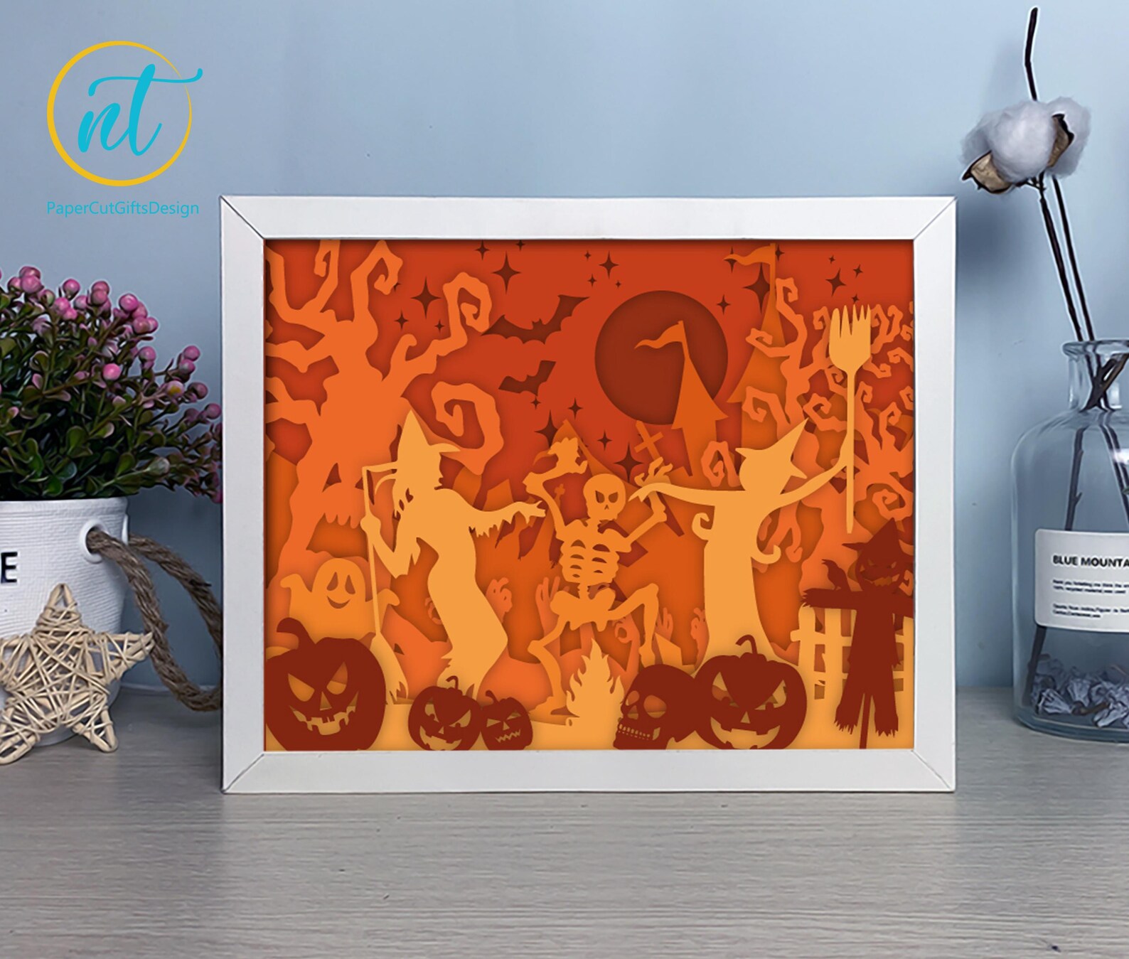 Halloween Dance Lightbox Template, Shadow Box, Paper Cut Shadow Box ...
