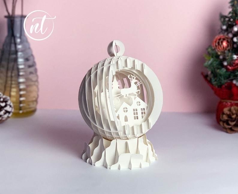 Santa's Reindeer Sphere 3D Paper Cut Template - Christmas Pop-up ...