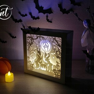 Halloween Dark Witches Paper Cut Template, Happy Halloween Shadow ...