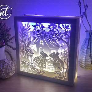 Mouse Couple Light Shadow Box, Paper Cut Shadow Box, Shadowbox Card ...