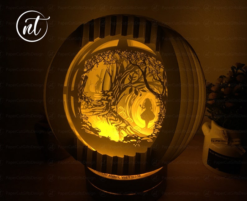 Alice in Wonderland Papercut Lamp: Sphere Pop-up Fairy Light - Etsy