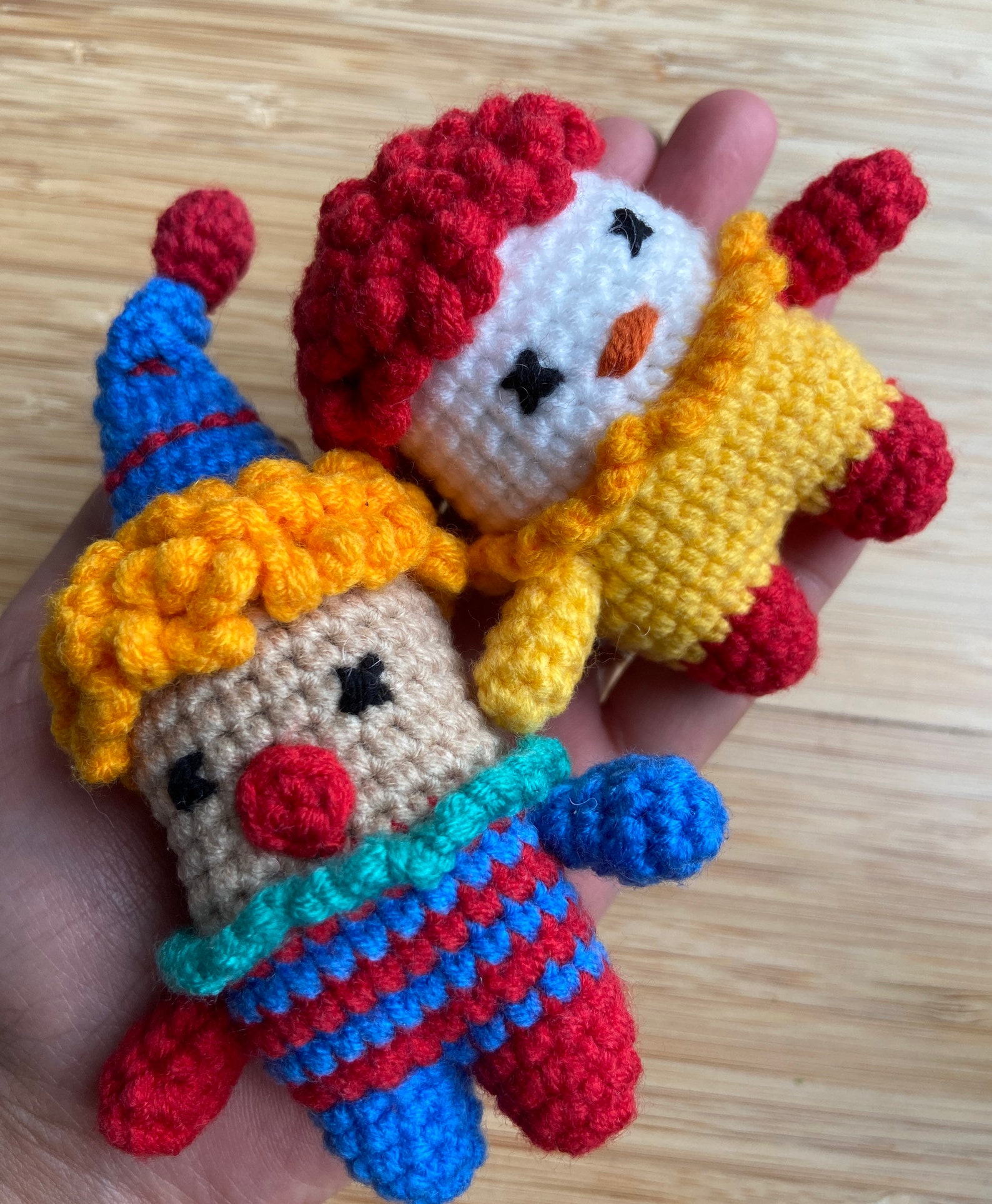 Handmade Clown Mini Clown Crochet Yarn Clown Ornament | Etsy