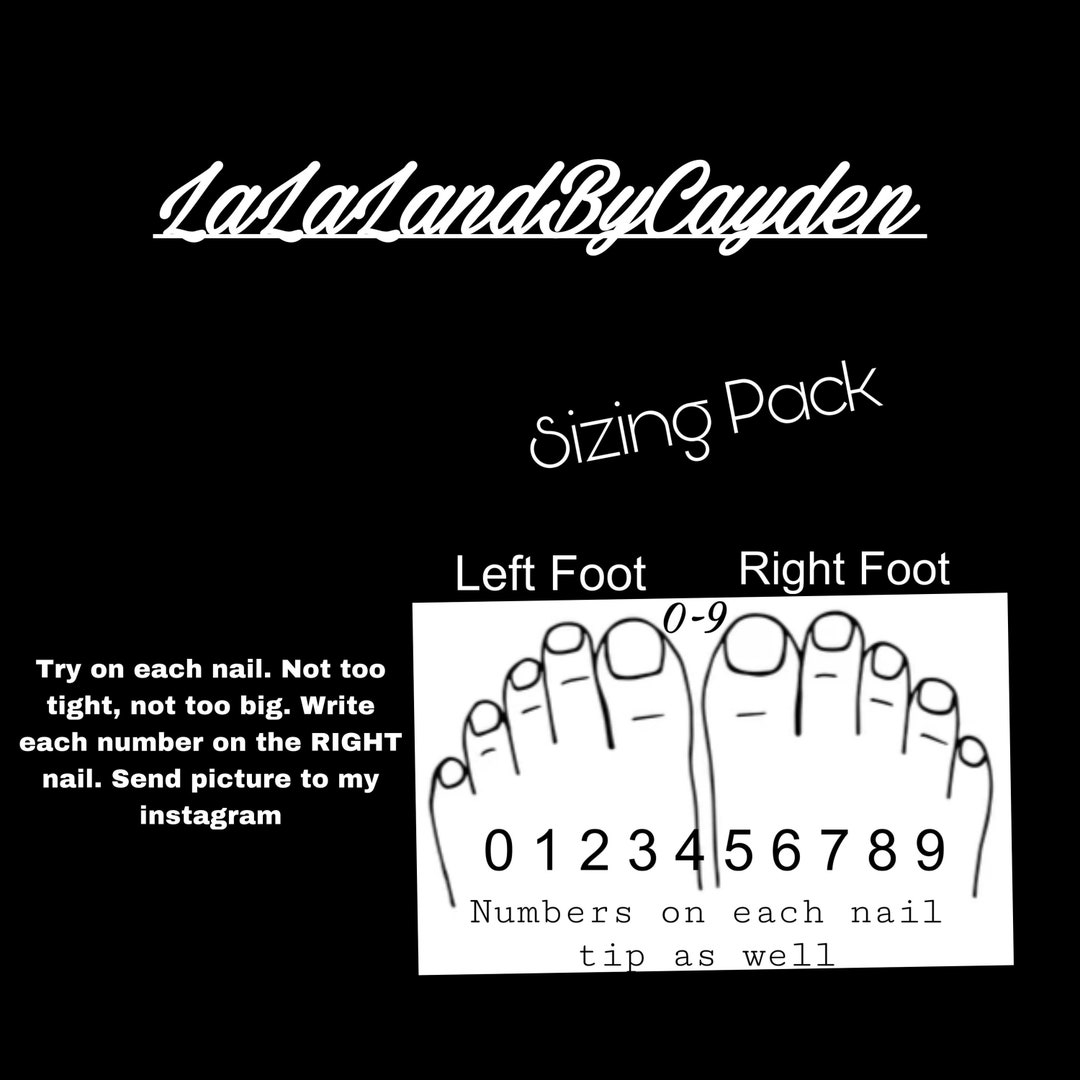 Press on Toe Sizing Chart - Etsy