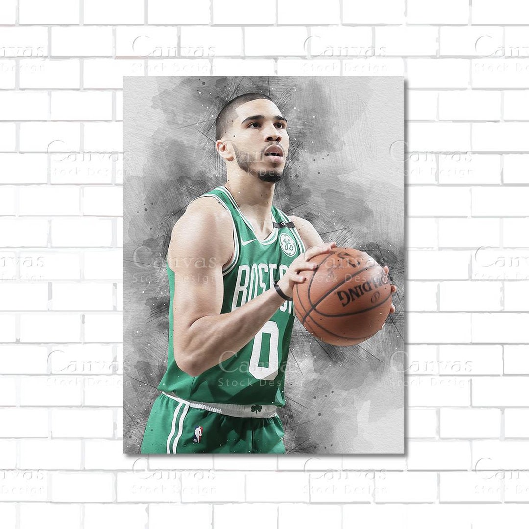 Jayson Tatum, Canvas Frame, Kids Wall Decor, Basketball Fan, Man Cave ...