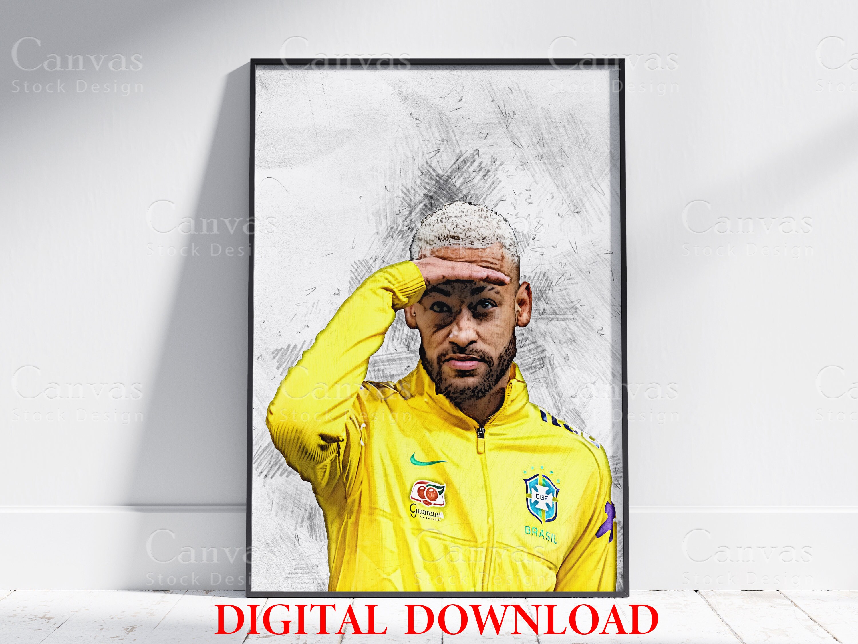 Neymar Jr Poster, Soccer Fan, Sports Art, Wall Art Printable, Man Cave ...