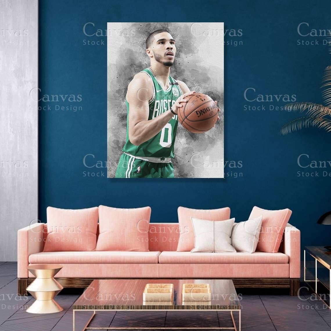 Jayson Tatum, Canvas Frame, Kids Wall Decor, Basketball Fan, Man Cave ...