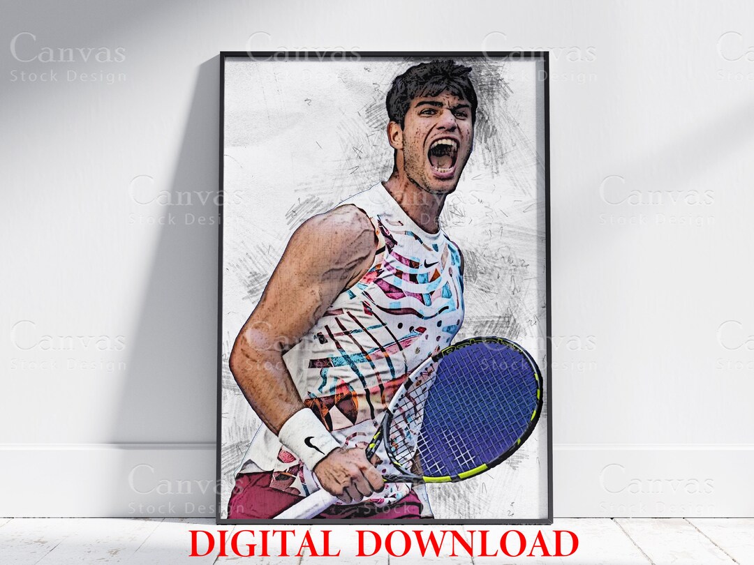 Carlos Alcaraz Poster, Tennis World Champion, Wall Art Printable, Man ...