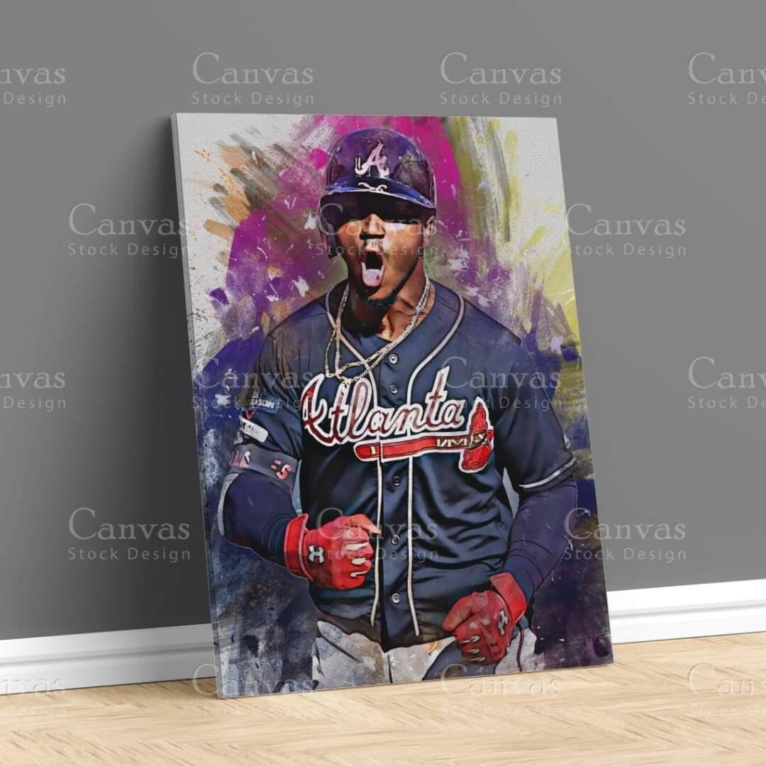 Ozzie Albies Poster Canvas Frame, Kids Wall Décor, Baseball, Man Cave Gift for Him Her, Sports ...