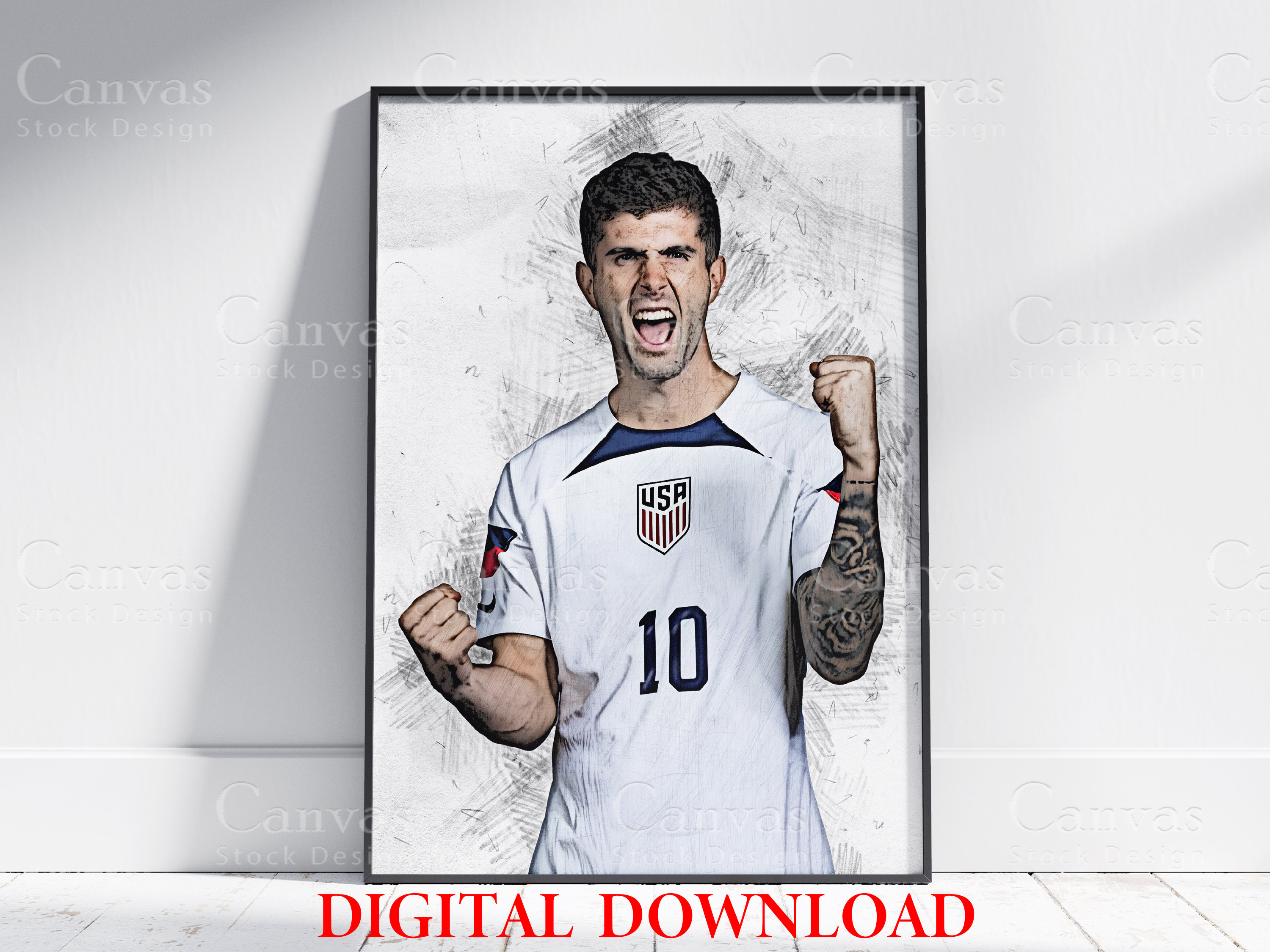 Christian Pulisic Poster, Soccer Fan, Sports Art, Wall Art Printable ...