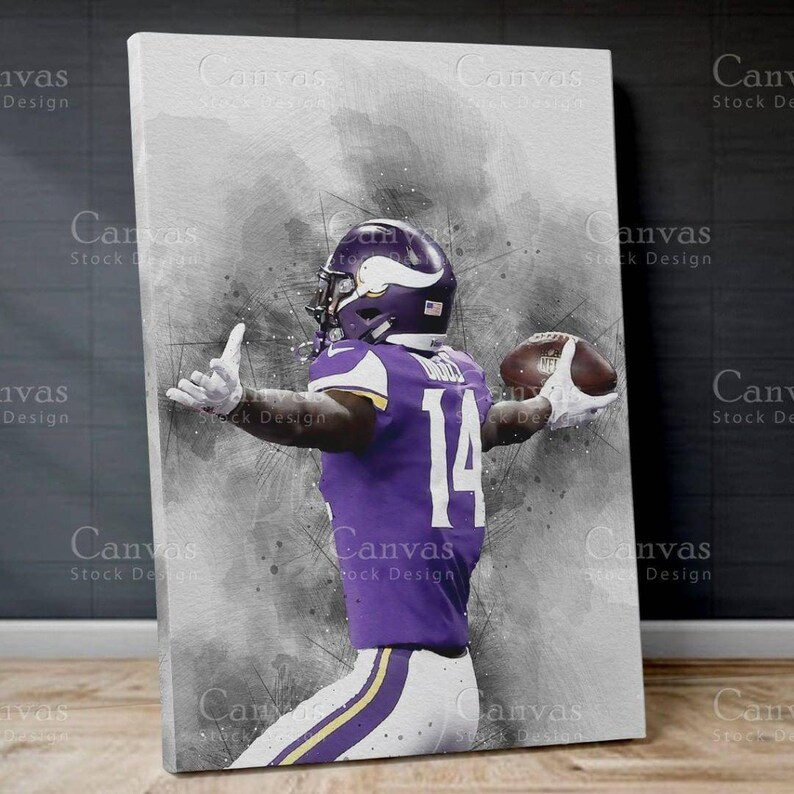 Stefon Diggs Poster Minnesota Vikings Canvas Frame, Kids Wall Decor ...