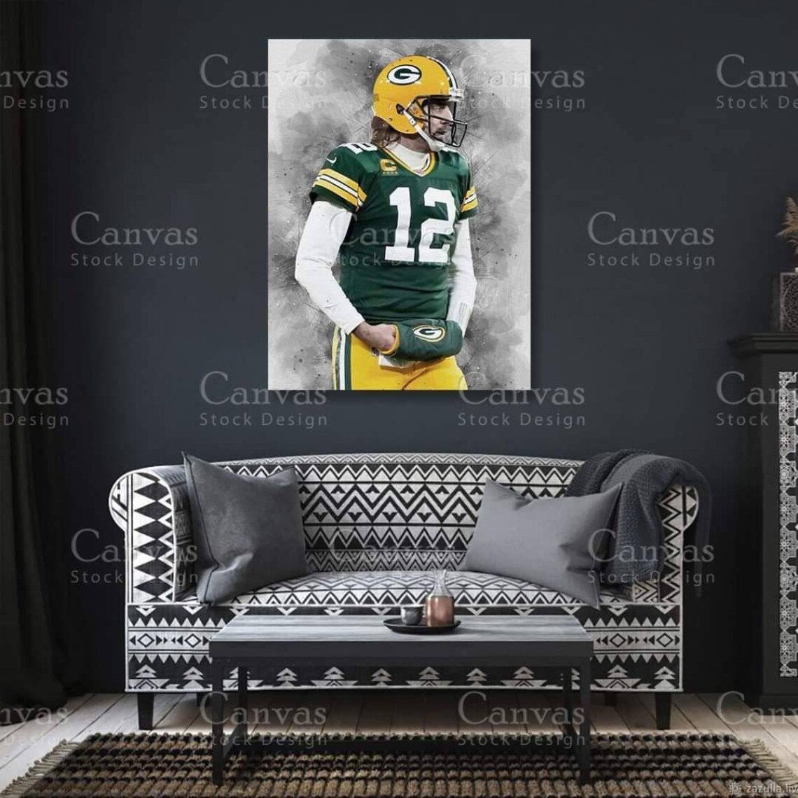 Aaron Rodgers Canvas Frame, Kids Wall Decor, Football Fan, Man Cave ...