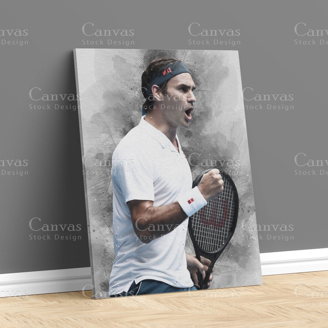 Roger Federer Poster, Canvas Frame, Kids Wall Decor, Tennis Fan, Man ...