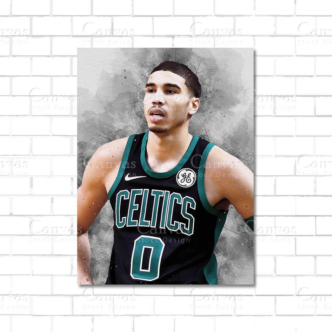 Jayson Tatum, Canvas Frame, Kids Wall Decor, Basketball Fan, Man Cave ...