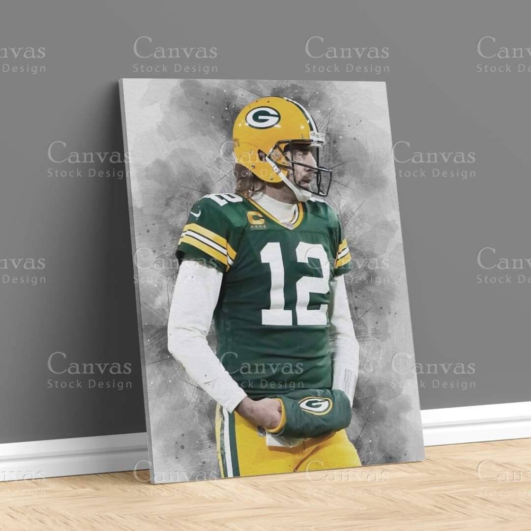 Aaron Rodgers Canvas Frame, Kids Wall Decor, Football Fan, Man Cave ...