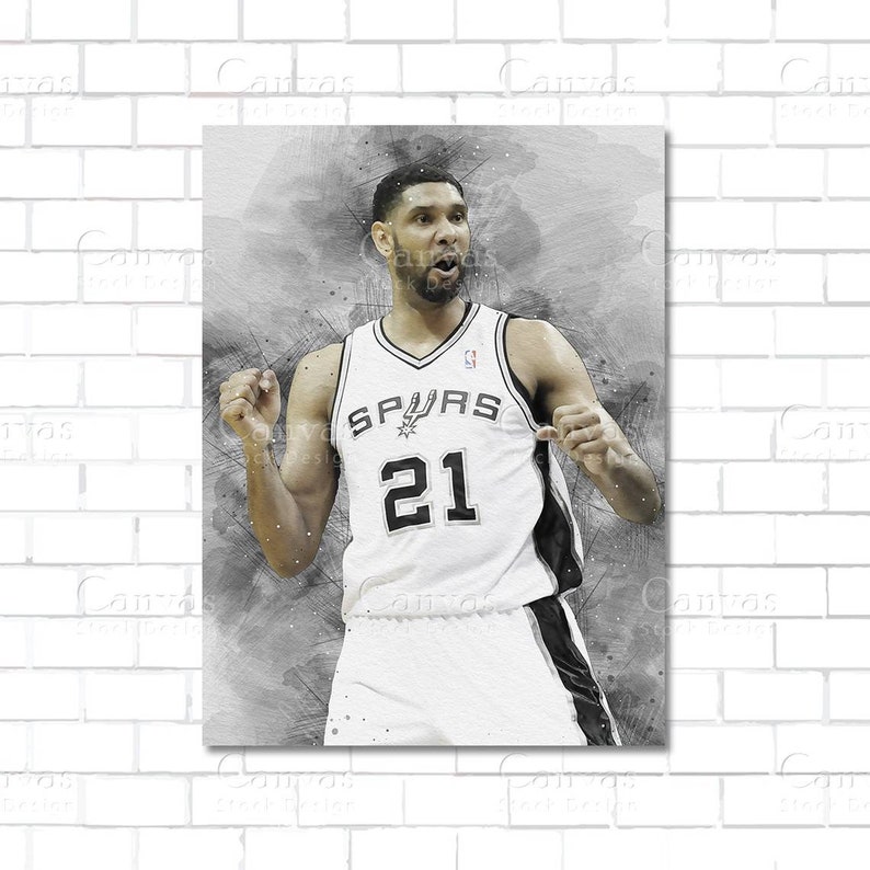 Tim Duncan, Canvas Frame, Kids Wall Decor, Basketball Fan, Man Cave ...