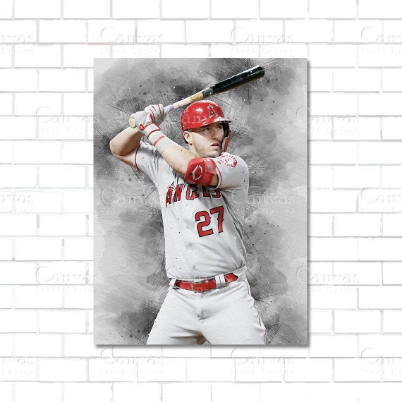 Mike Trout Poster Canvas Frame Kids Wall Decor Baseballfan - Etsy