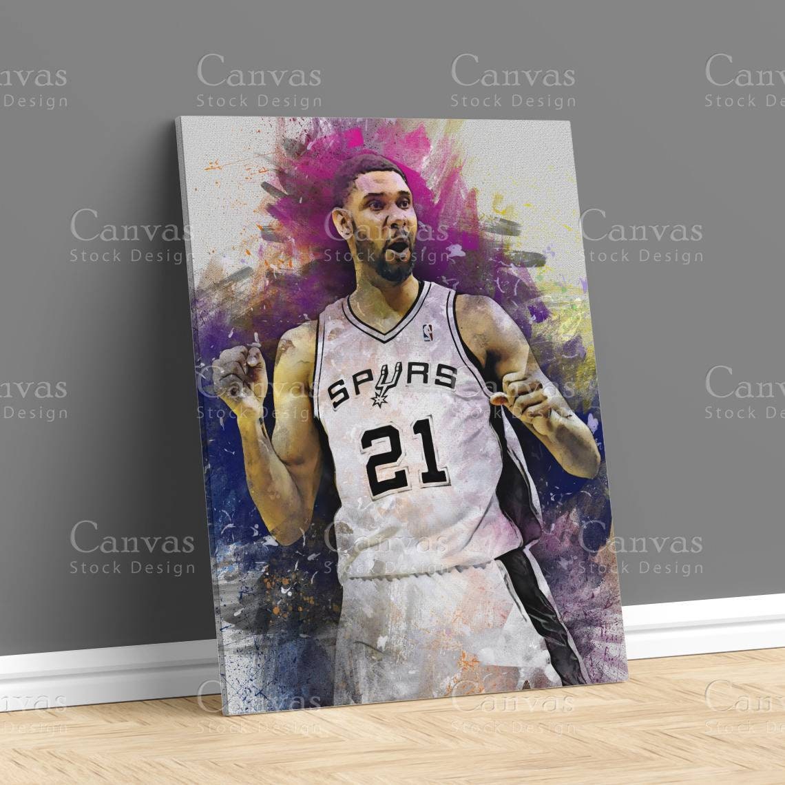 Tim Duncan, Canvas Frame, Kids Wall Decor, Basketball Fan, Man Cave ...
