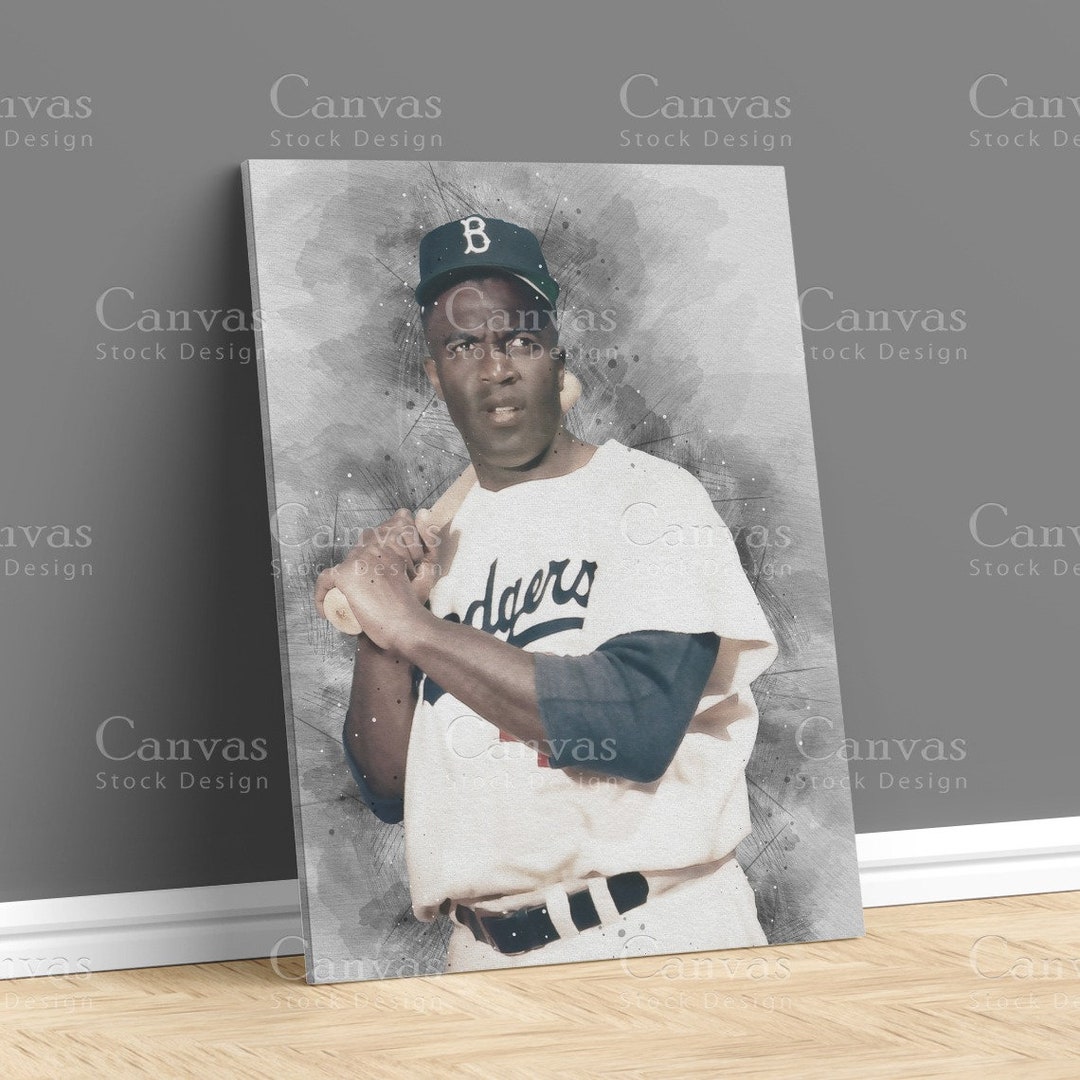 Jackie Robinson Poster, Brooklyn Dodgers Canvas Frame, Baseball Poster ...