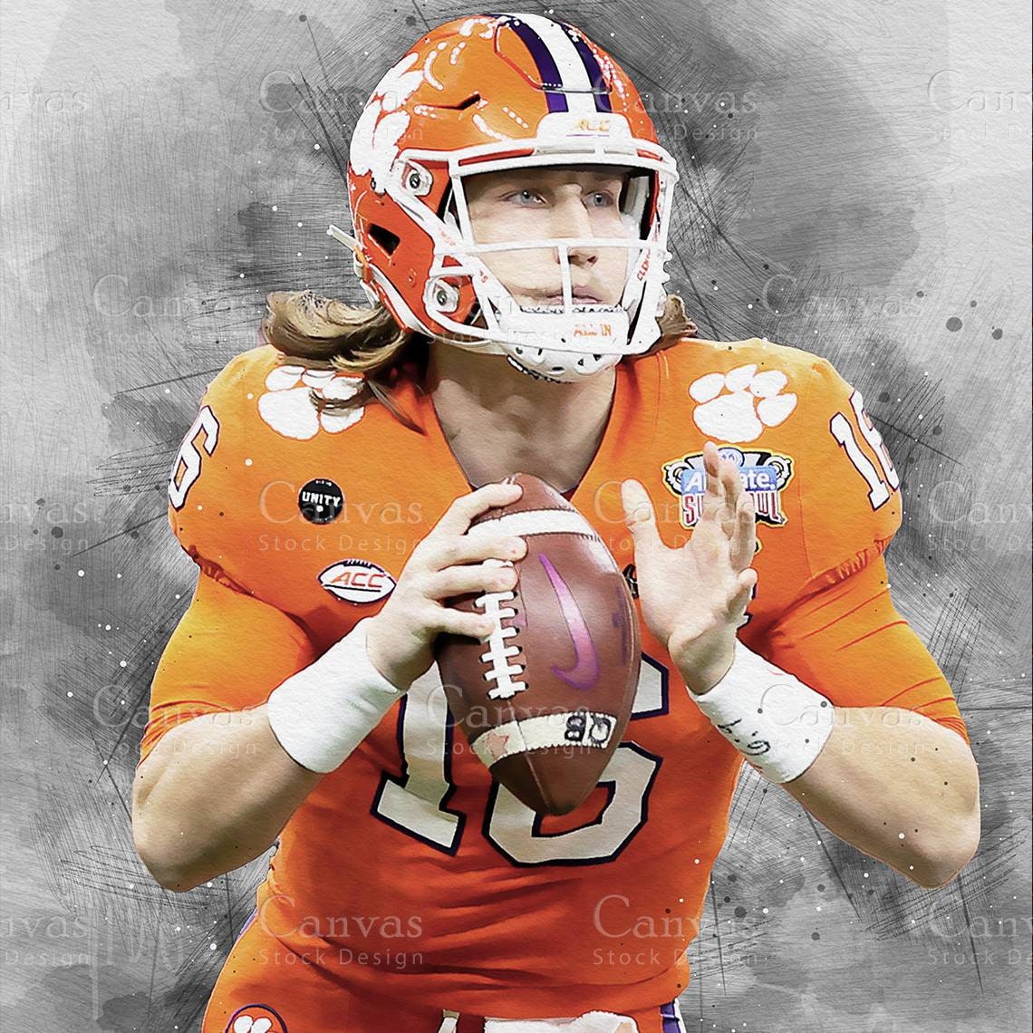 Trevor Lawrence Poster, Clemson Tigers Canvas Frame, Kids Wall Décor ...